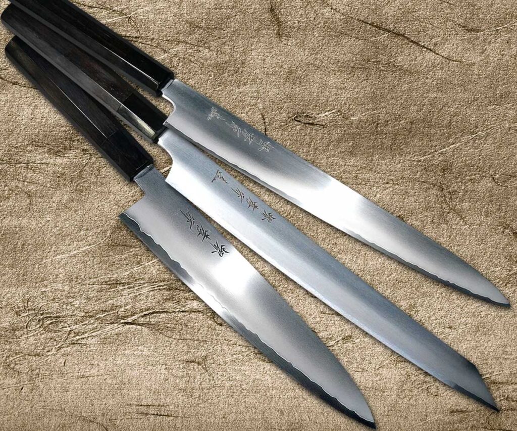 Sakai Takayuki Silver#3 Ginsan Warikomi Chef Knives with Buffalo Ebony ...