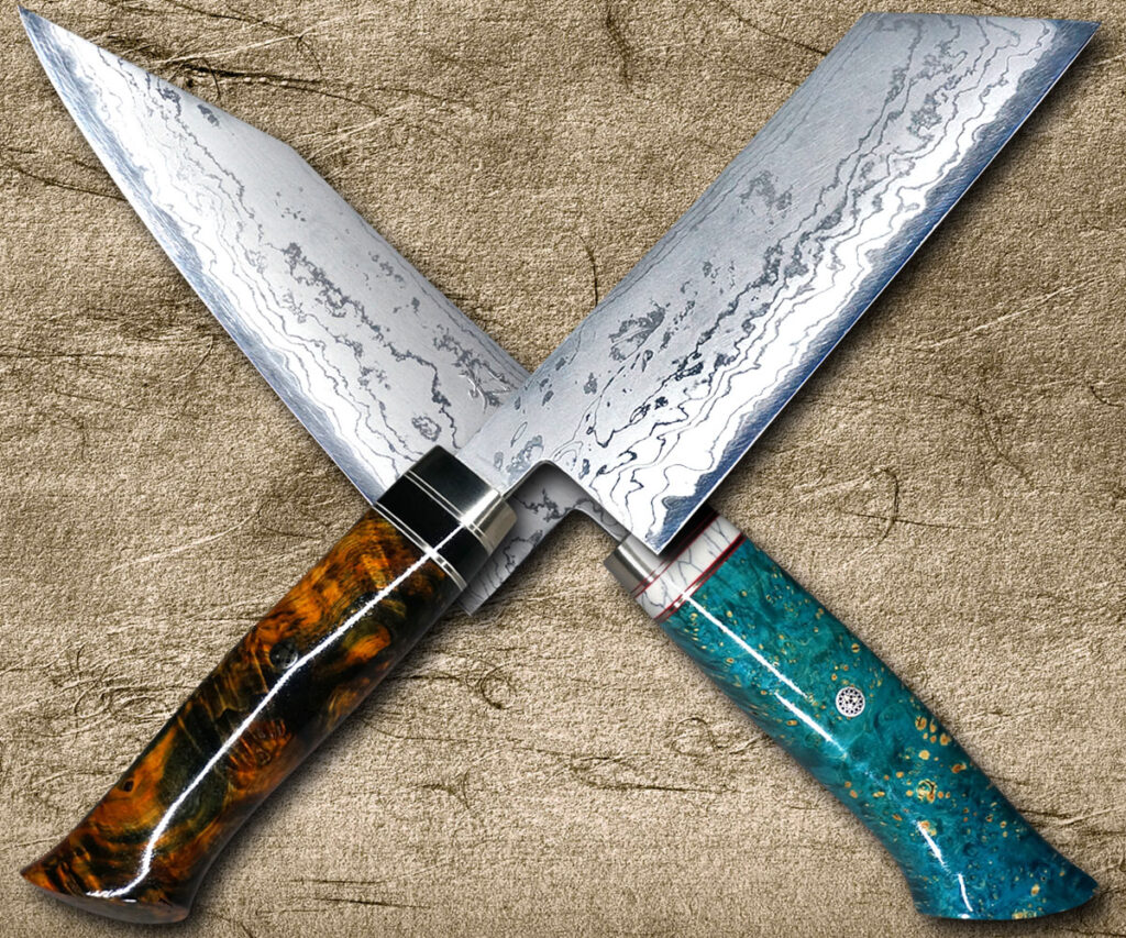 Daisuke Nishida White Paper #1 Damascus Kiritsuke Knives with Stylish ...